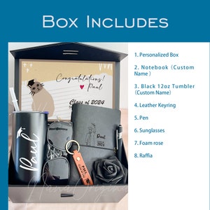 Graduation Gift Box for Boy, Congratulations Gift Basket, Leather ...