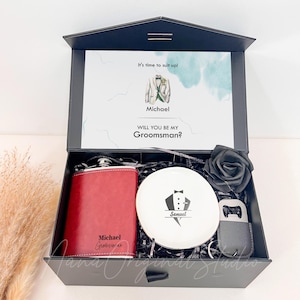 Luxury Groomsmen Proposal Box, Personalized Name Gift Set, Bachelor ...
