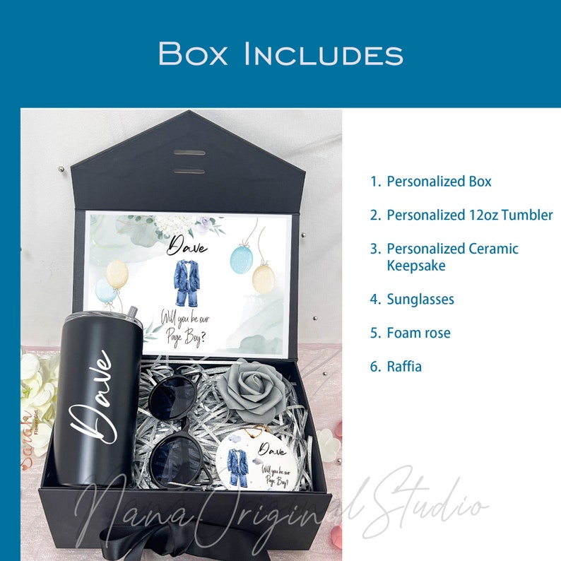Black Page Boy Proposal Box With Sunglasses, Will You Be My Ring Bearer ...