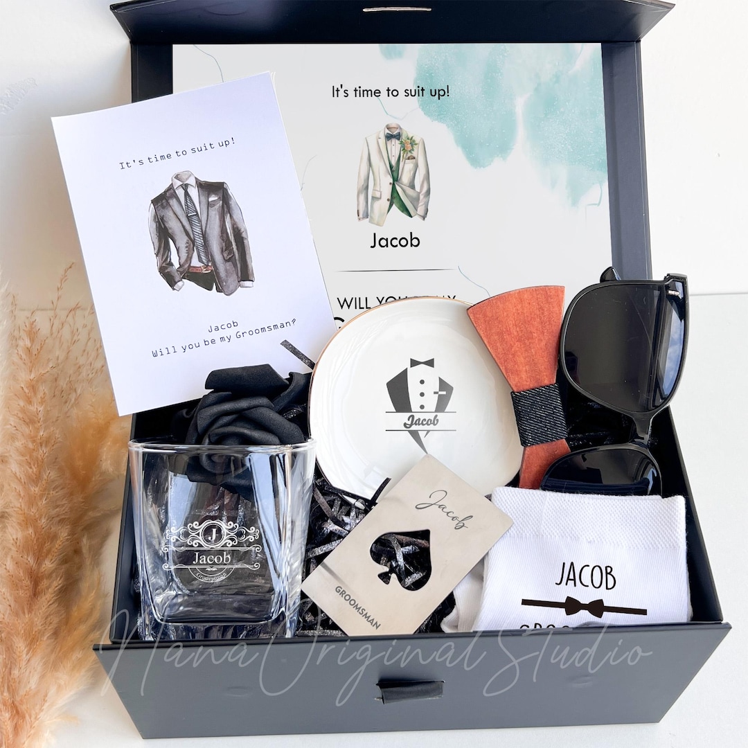 Luxury Groomsmen Proposal Box, Personalized Name Gift Set, Bachelor ...