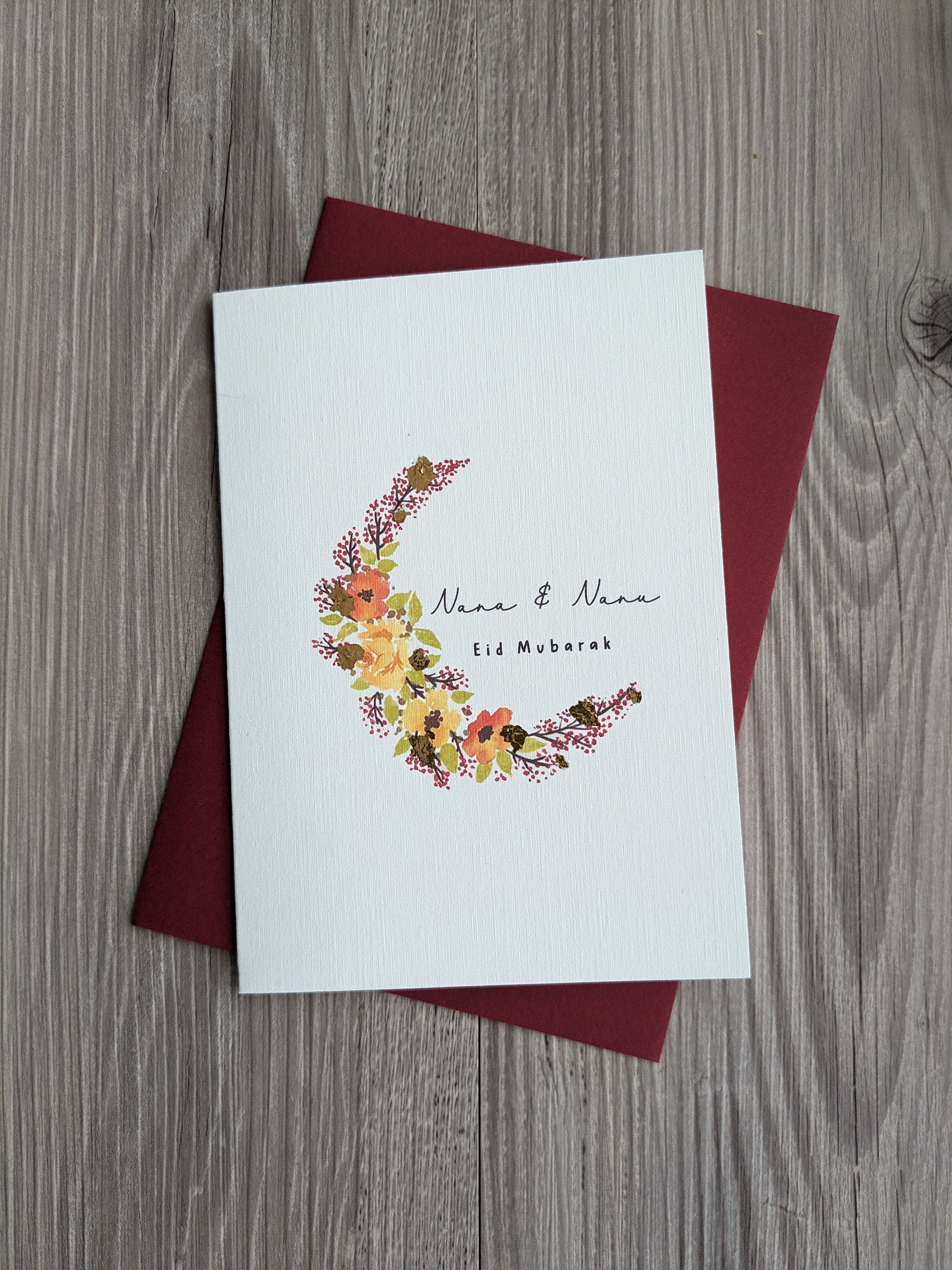 Personalised Eid Card With Gold Leaf Detailing Nana Nanu Ami Amu Amma ...