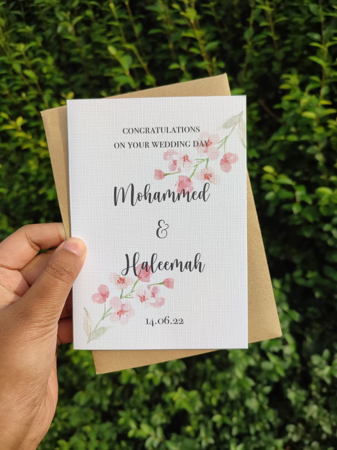 Congratulations Wedding Card - Personalisable - Floral - Cute - Etsy