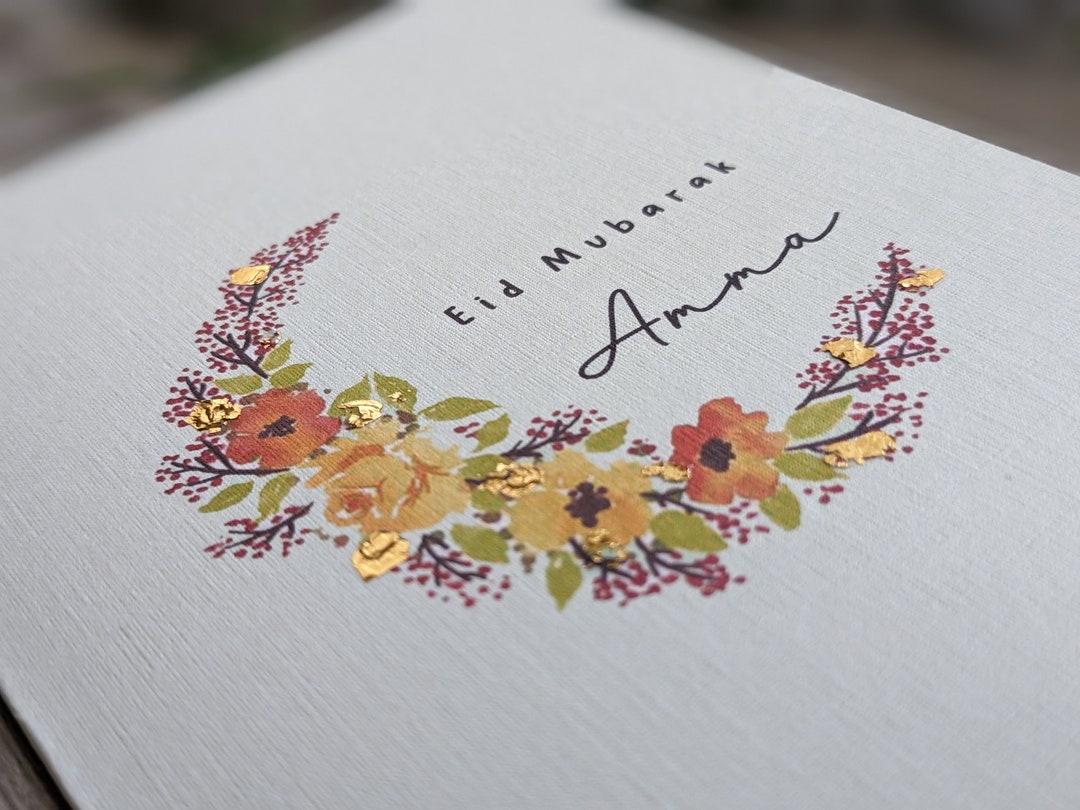 Personalised Eid Card With Gold Leaf Detailing Nana Nanu Ami Amu Amma ...