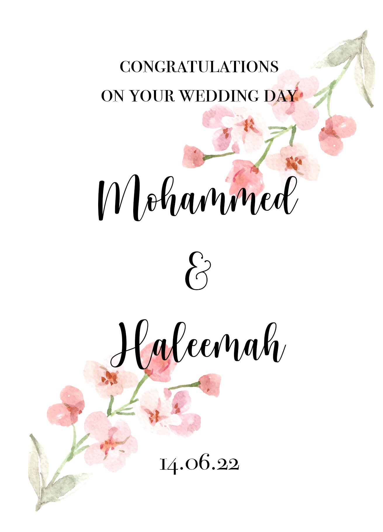 Congratulations Wedding Card - Personalisable - Floral - Cute - Etsy