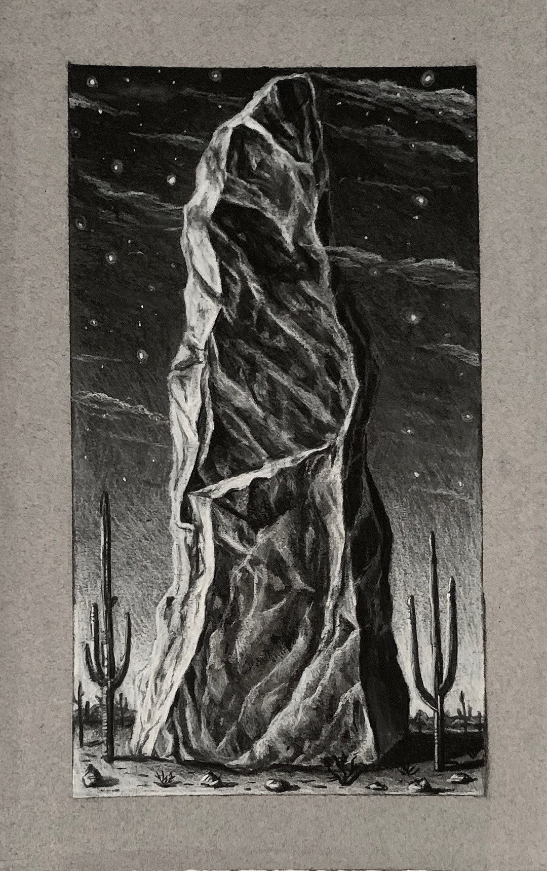 Surreal Sonoran Desert Rock Drawing Original 5'' X 9'' - Etsy