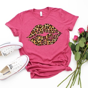 Lips Kiss Shirt, Leopard Lips Kiss T-shirt, Valentines Day Shirt, Gift ...