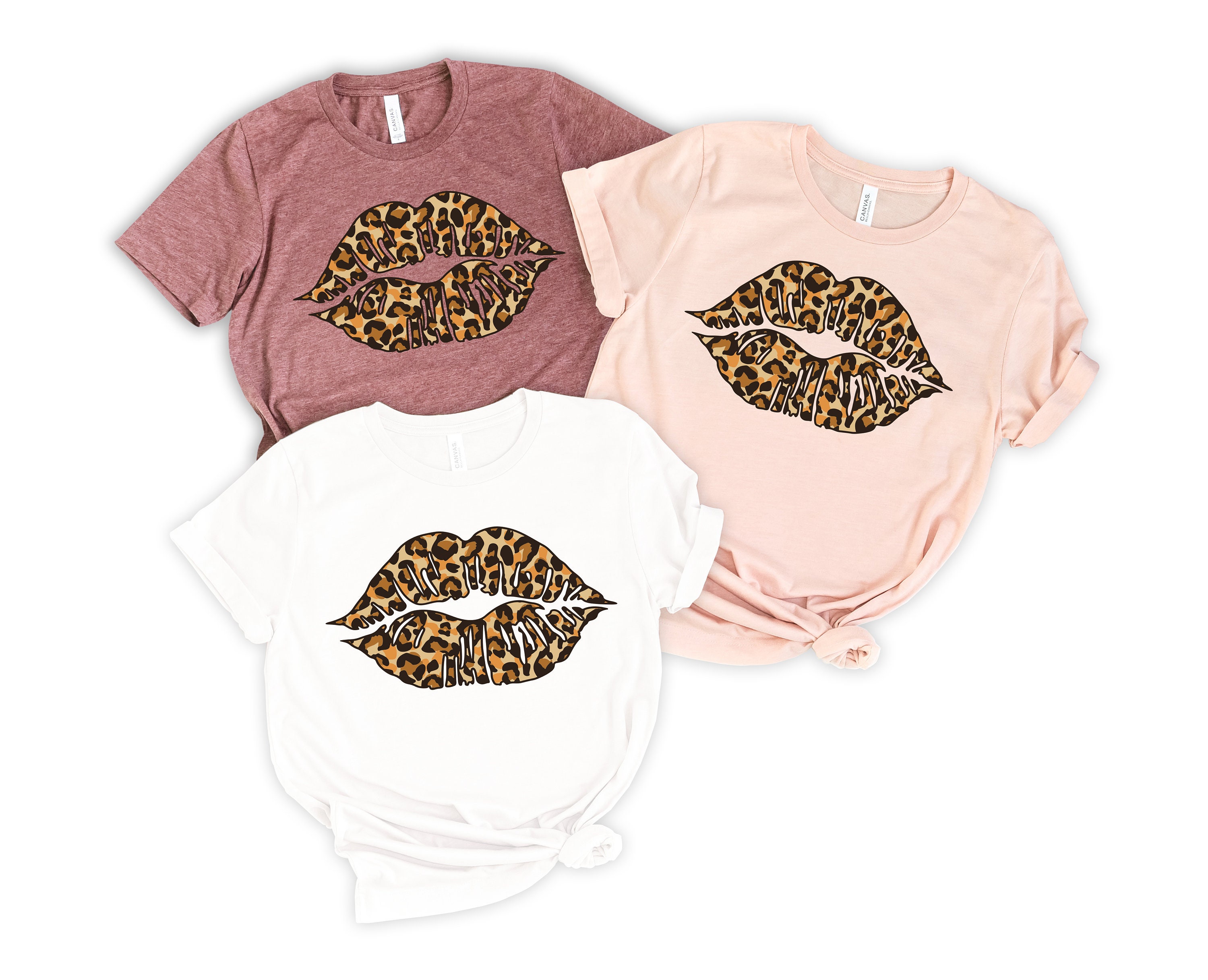 Lips Kiss Shirt Leopard Lips Kiss T-shirt Valentines Day - Etsy