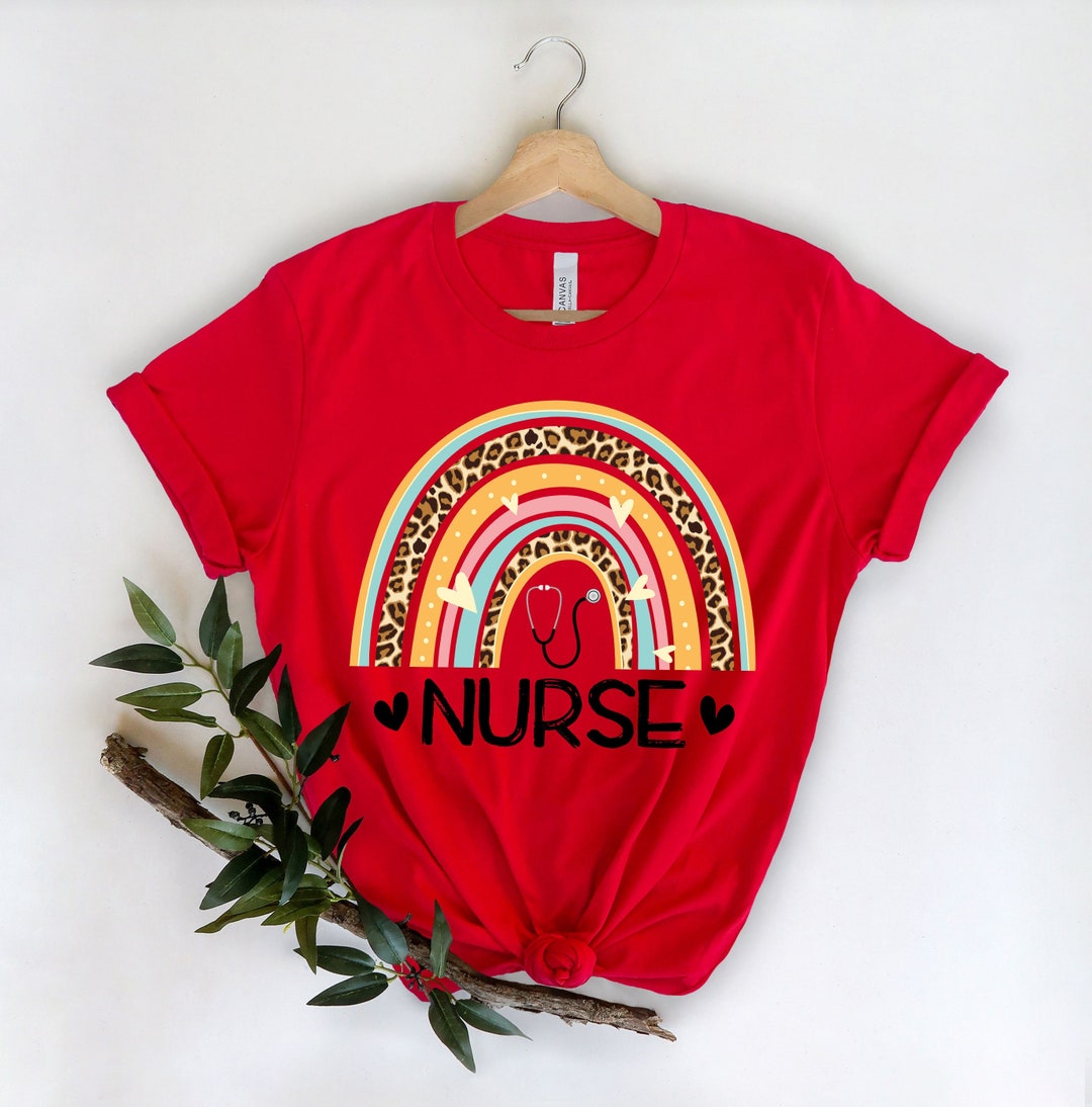 Rainbow Nurse Shirt, Leopard Print Nurse Life,registered Nurse Shirt ...