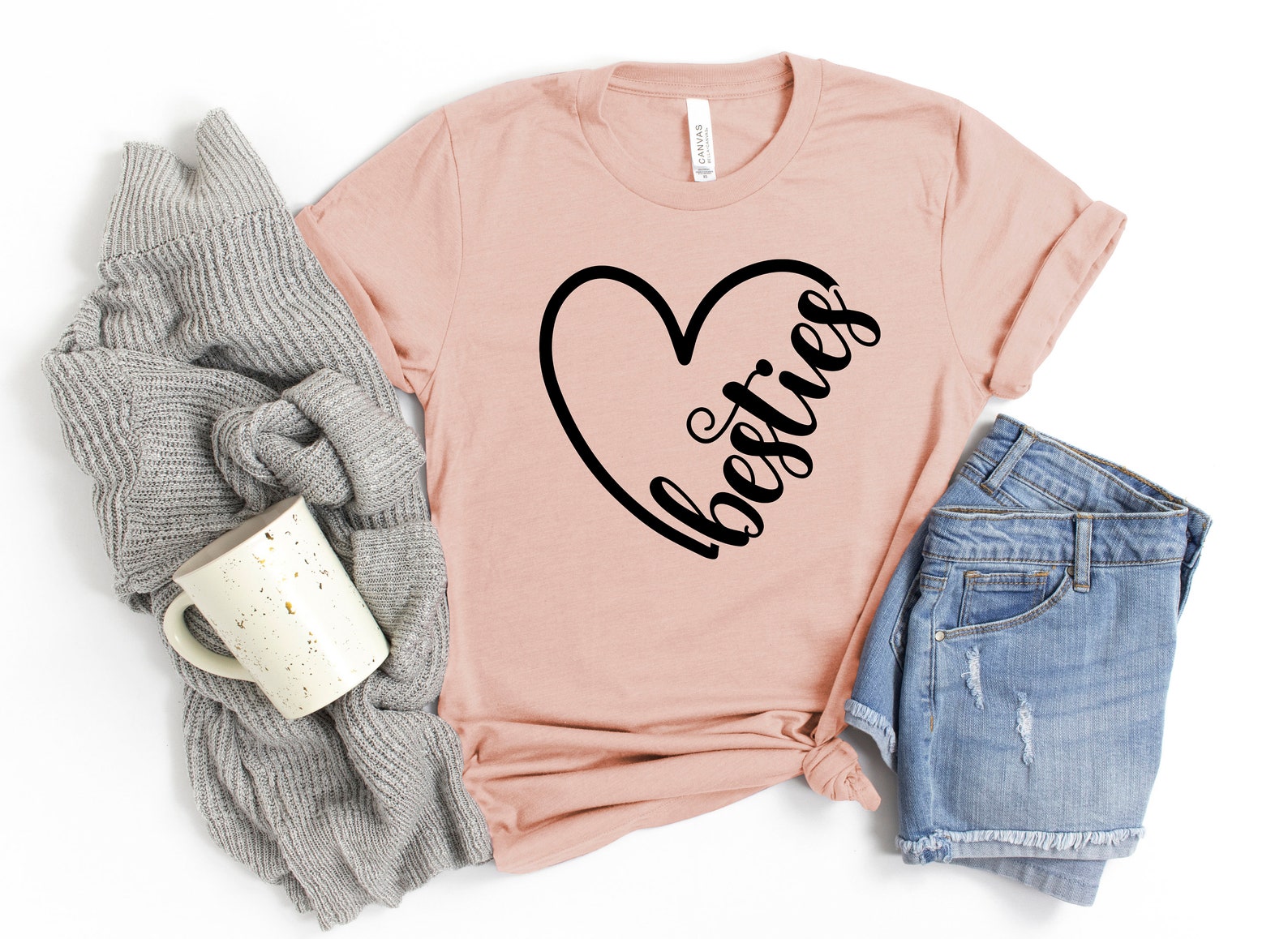 Besties Heart Shirts Sisters Matching Tees Best Friends | Etsy