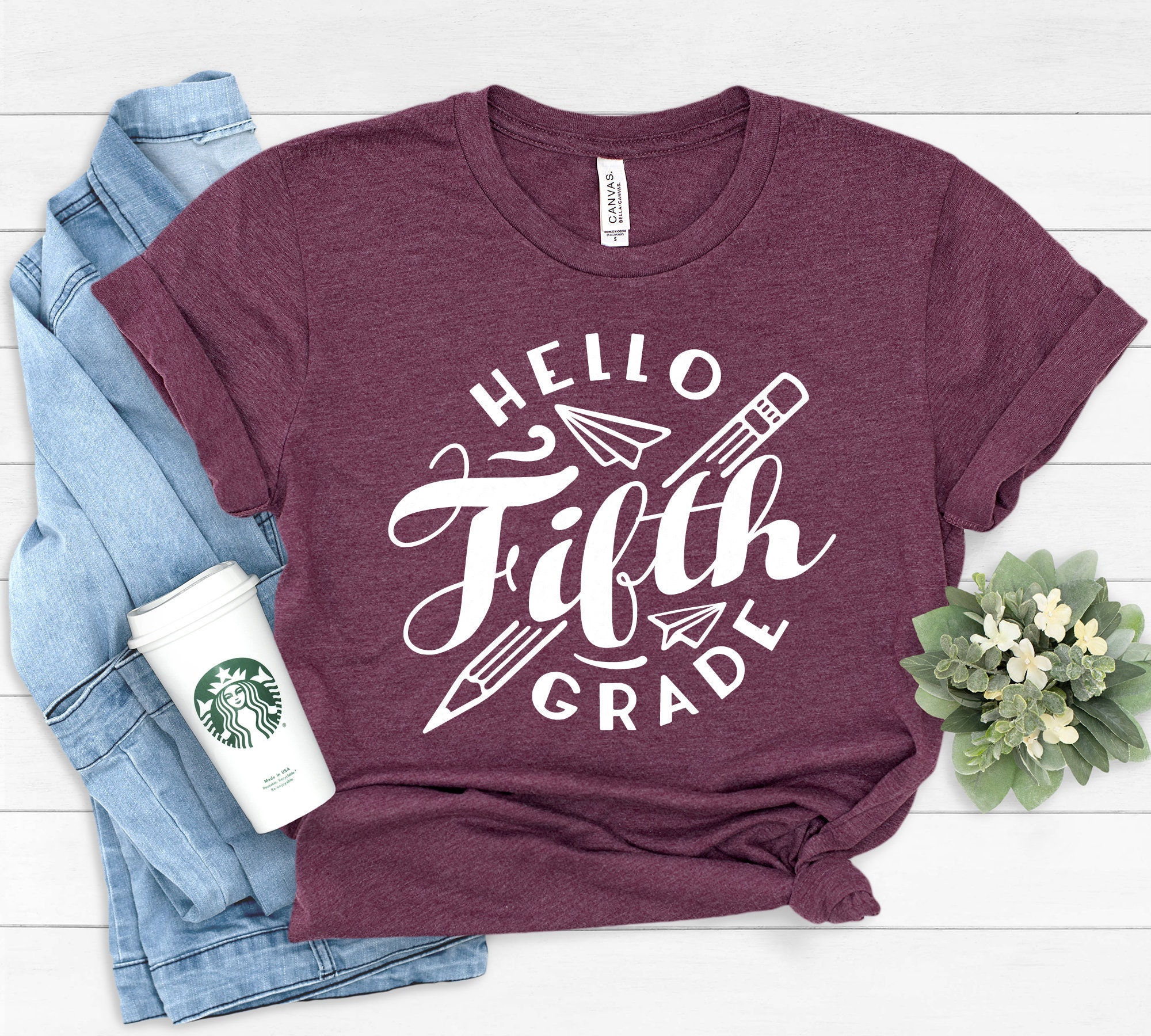 Hello Fifth Grade Shirt School Shirt Fifth Grade Gift Back | Etsy