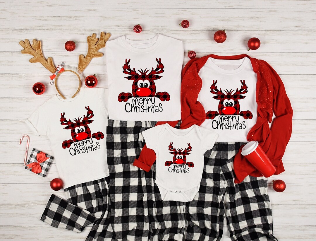Buffalo Plaid Reindeer Christmas Shirt,reindeer Shirt,peeping Reindeer ...