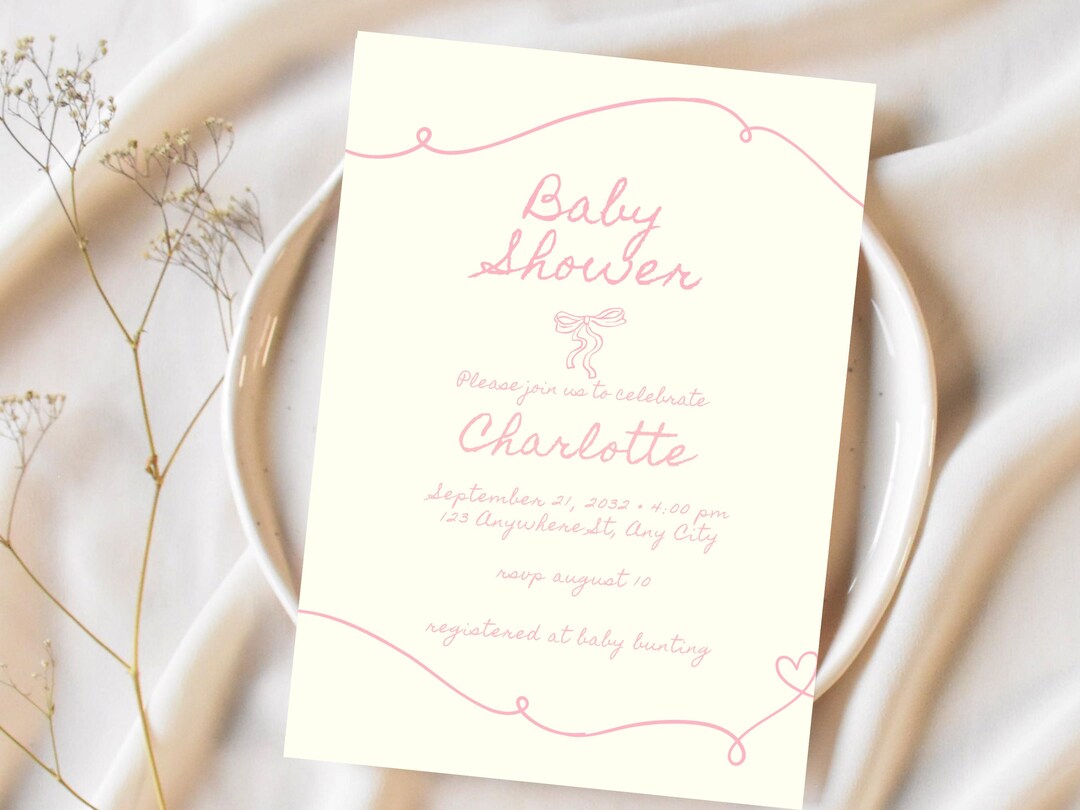 Editable Baby Shower Invitation, Pink Baby Shower Invite, Hello Baby ...