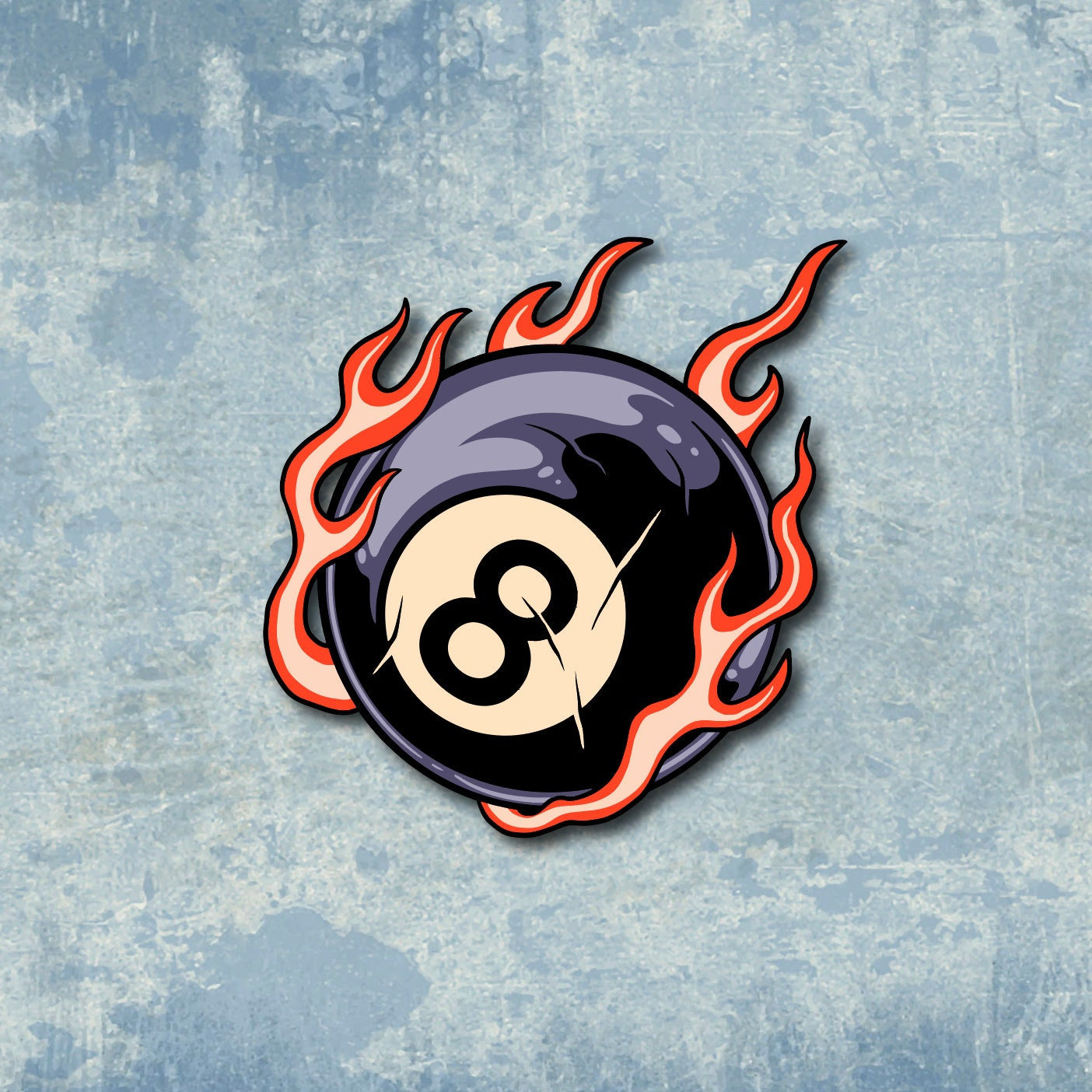 Flaming Eight Ball Sticker - Etsy