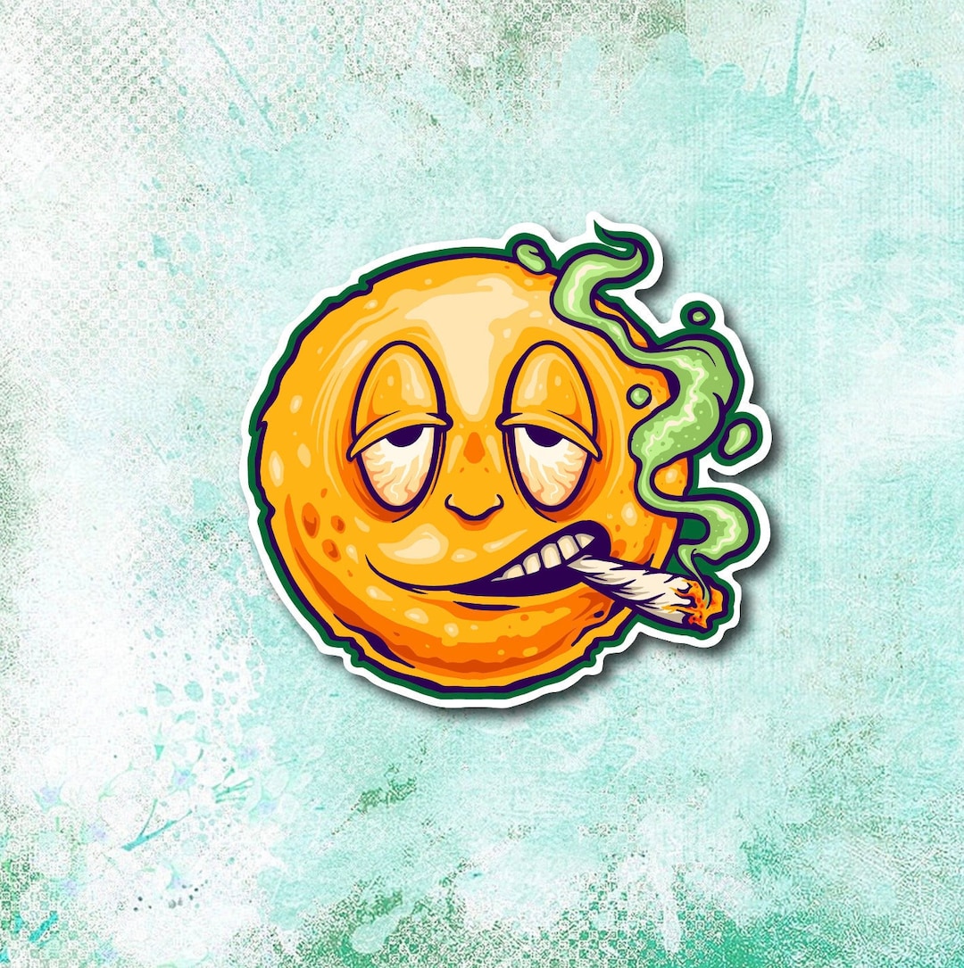 Smiley Face Smoking Weed Sticker - Etsy