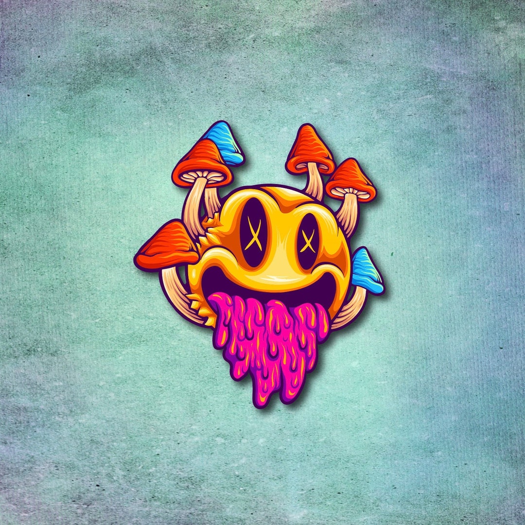 Smiley Face Mushroom Sticker - Etsy