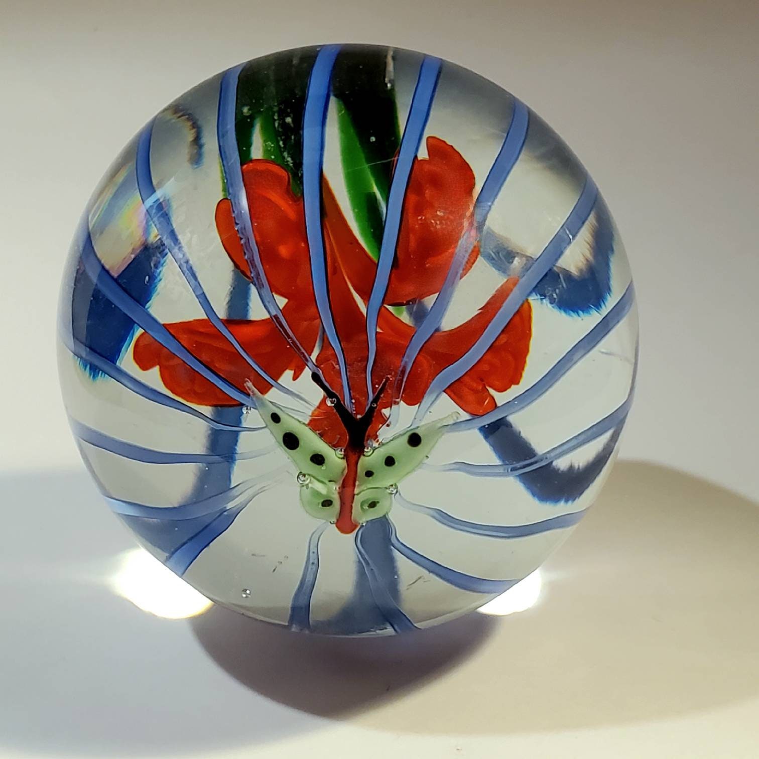 Large Glass Paperweight With Butterfly - Etsy