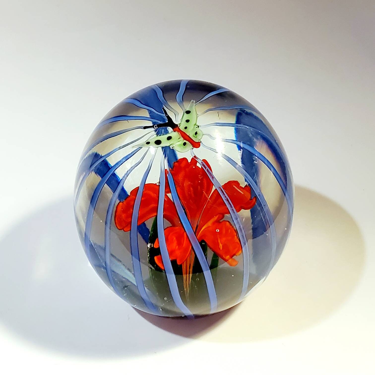 Large Glass Paperweight With Butterfly - Etsy