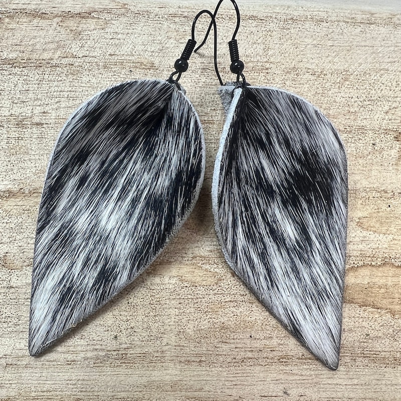 Cowhide Leaf Earrings - Etsy