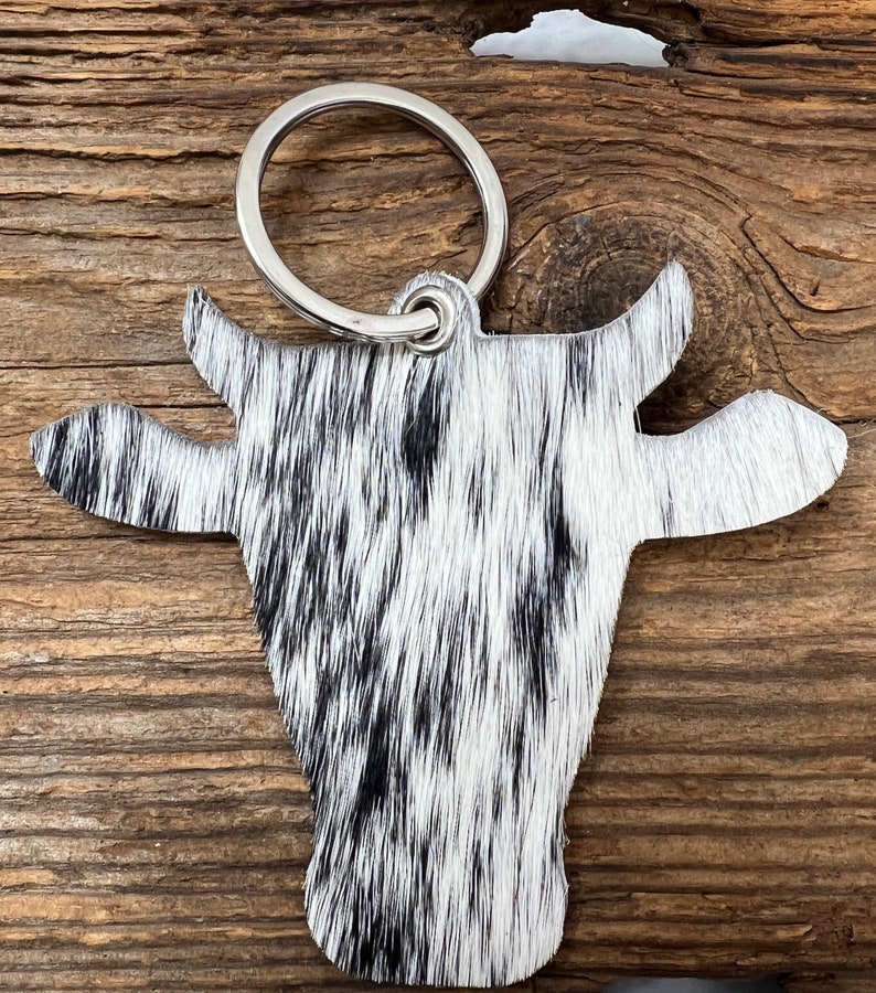 Cowhide Keychain, Cow Keychain, Steer Head, Bachelorette Party Gift ...