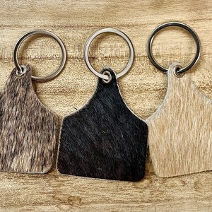 Cow Tag Keychains, Set of 3, Cowhide, Cowboy Birthday Party Favors ...