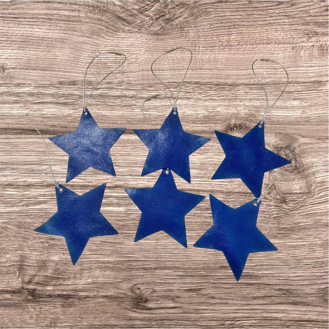 Dallas Cowboys Christmas Tree Ornaments, Set of 6, Blue Leather Stars ...