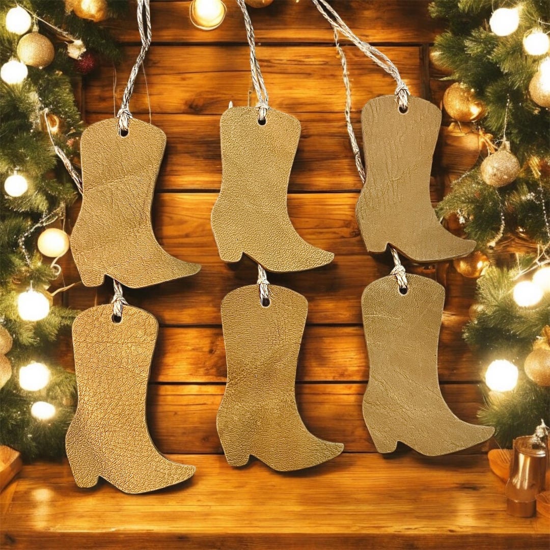 Cowboy Boot Christmas Tree Ornaments Set of 6, Western Theme Holiday ...