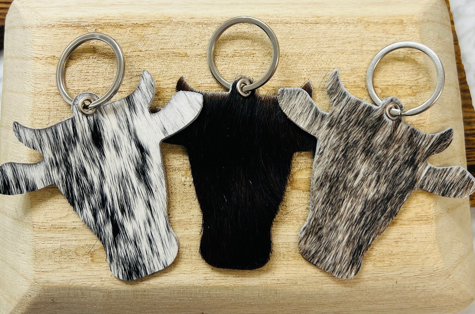 Cowhide Keychain, Cow Keychain, Steer Head, Bachelorette Party Gift ...