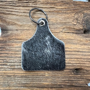 Cow Tag Keychains, Set of 3, Cowhide, Cowboy Birthday Party Favors ...