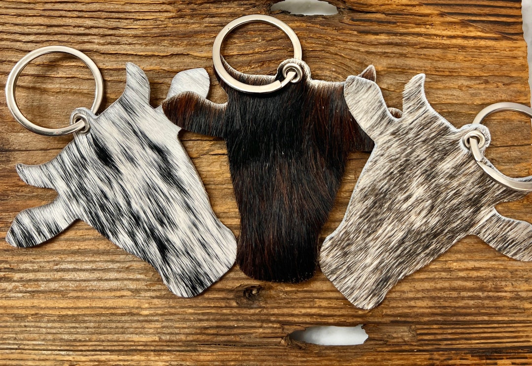 Cowhide Keychain, Cow Keychain, Steer Head, Bachelorette Party Gift ...