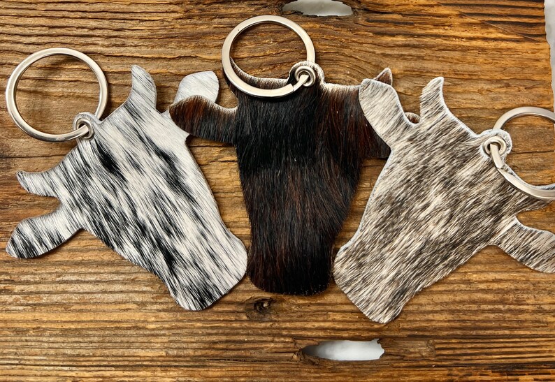 Cowhide Keychain, Cow Keychain, Steer Head, Bachelorette Party Gift ...