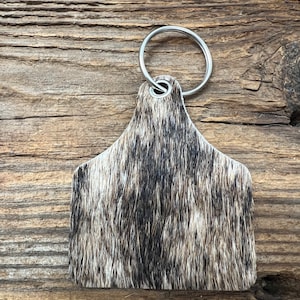 Cow Tag Keychains, Set of 3, Cowhide, Cowboy Birthday Party Favors ...