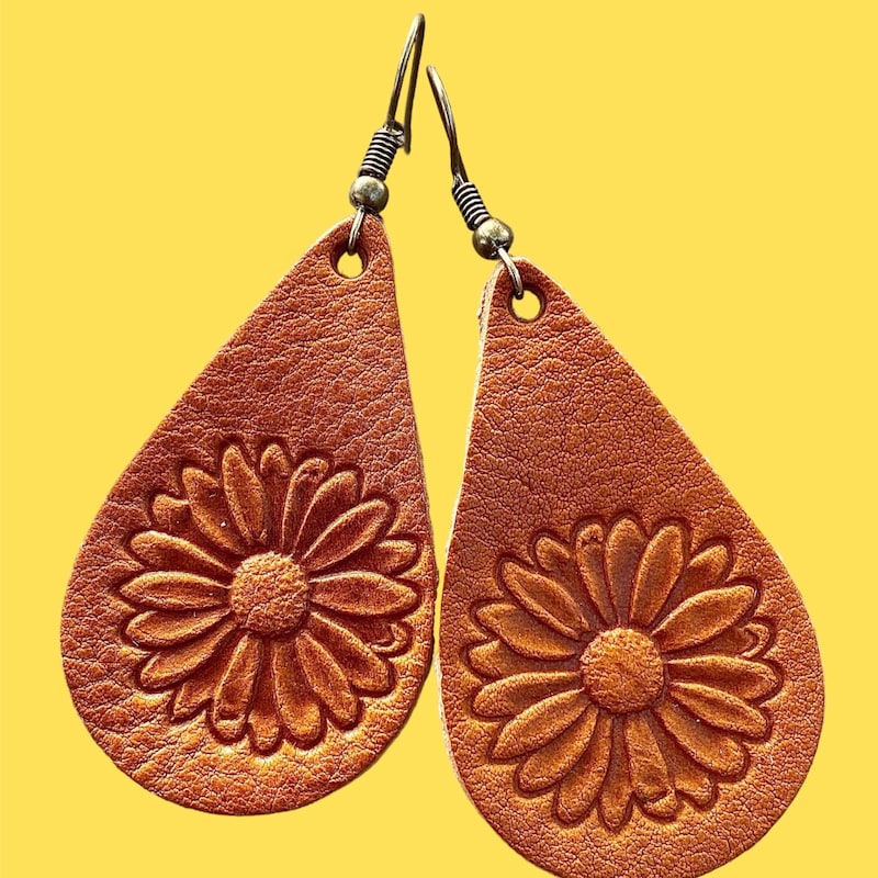 Leather Earrings Handmade - Etsy