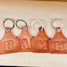 Personalized Leather Keychain Monogram Cow Tag Key Ring Custom Initial ...