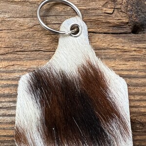 Cow Tag Keychains, Set of 3, Cowhide, Cowboy Birthday Party Favors ...