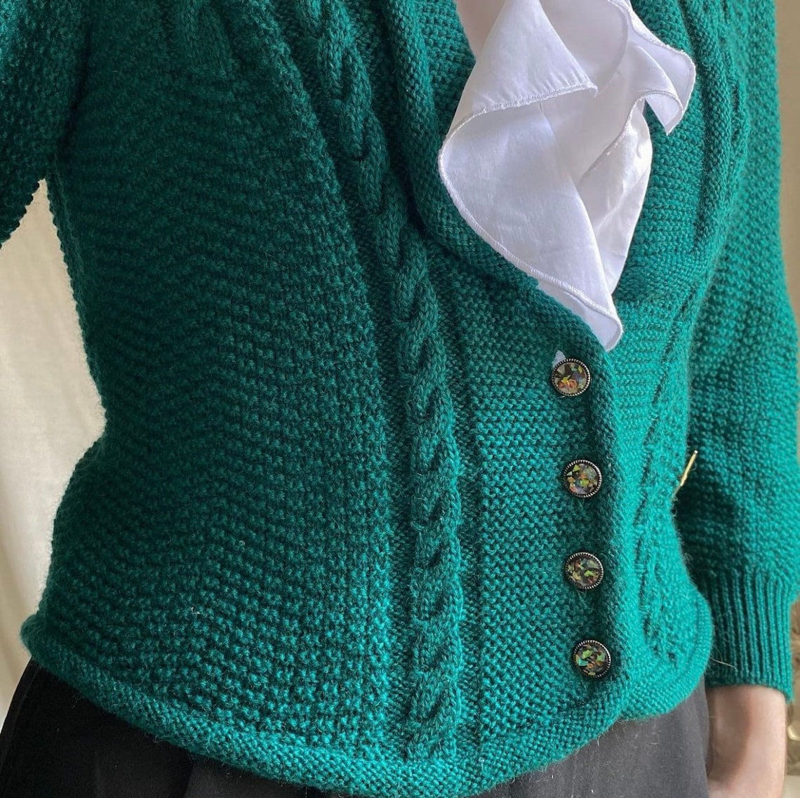 Vintage Cardigan Emerald Green Austrian Cardigan Puffy - Etsy