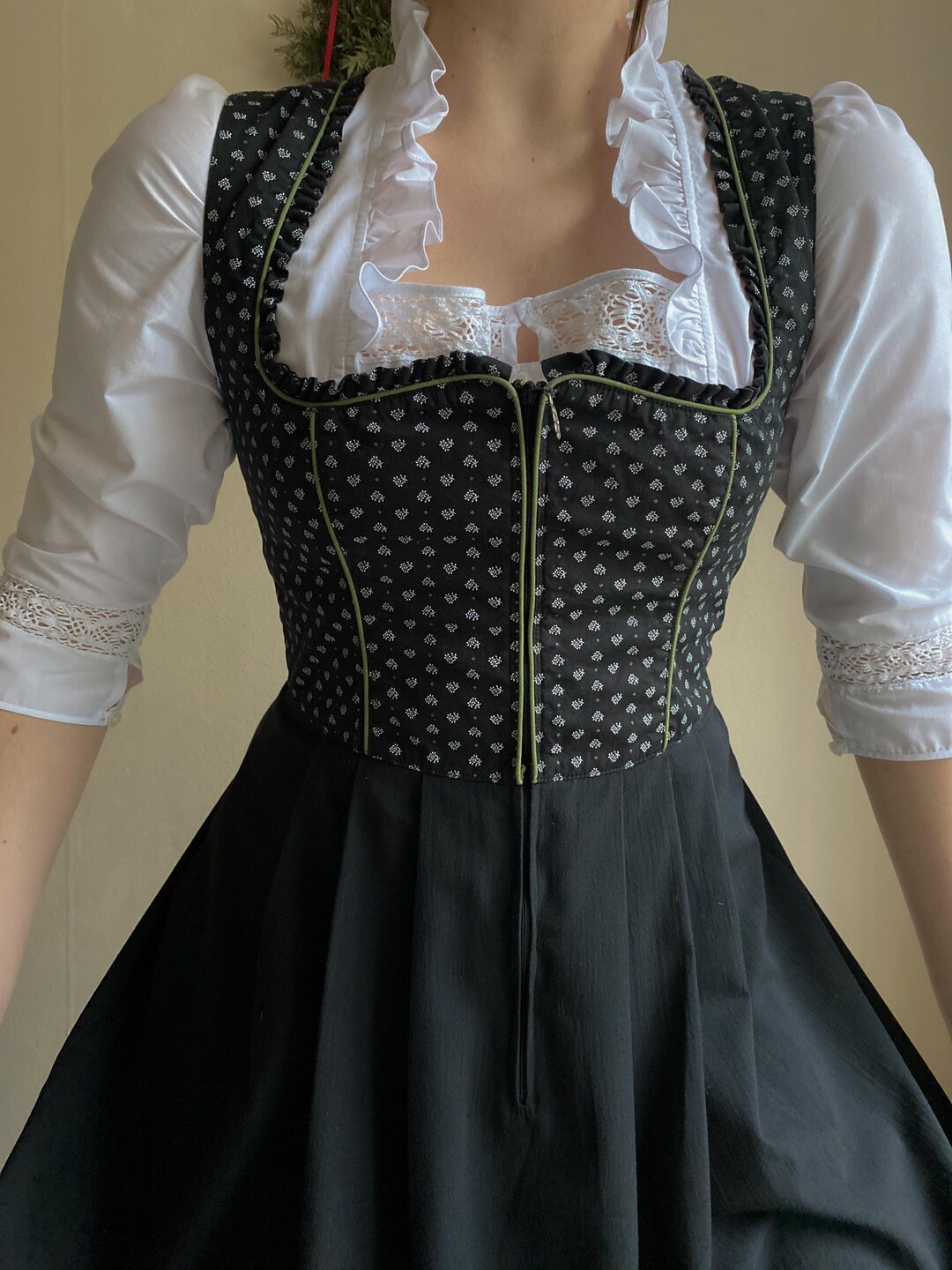 2 Pieces Dirndl Dress Floral Print Berwinwolf Austrian Dress Full ...