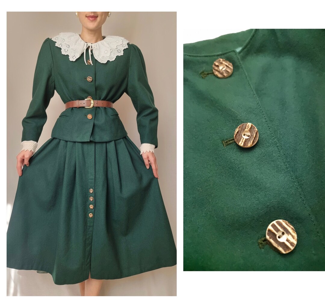 Vintage Suit Emerald Green Wool/austrian Suit Emerald Green/sunflower ...
