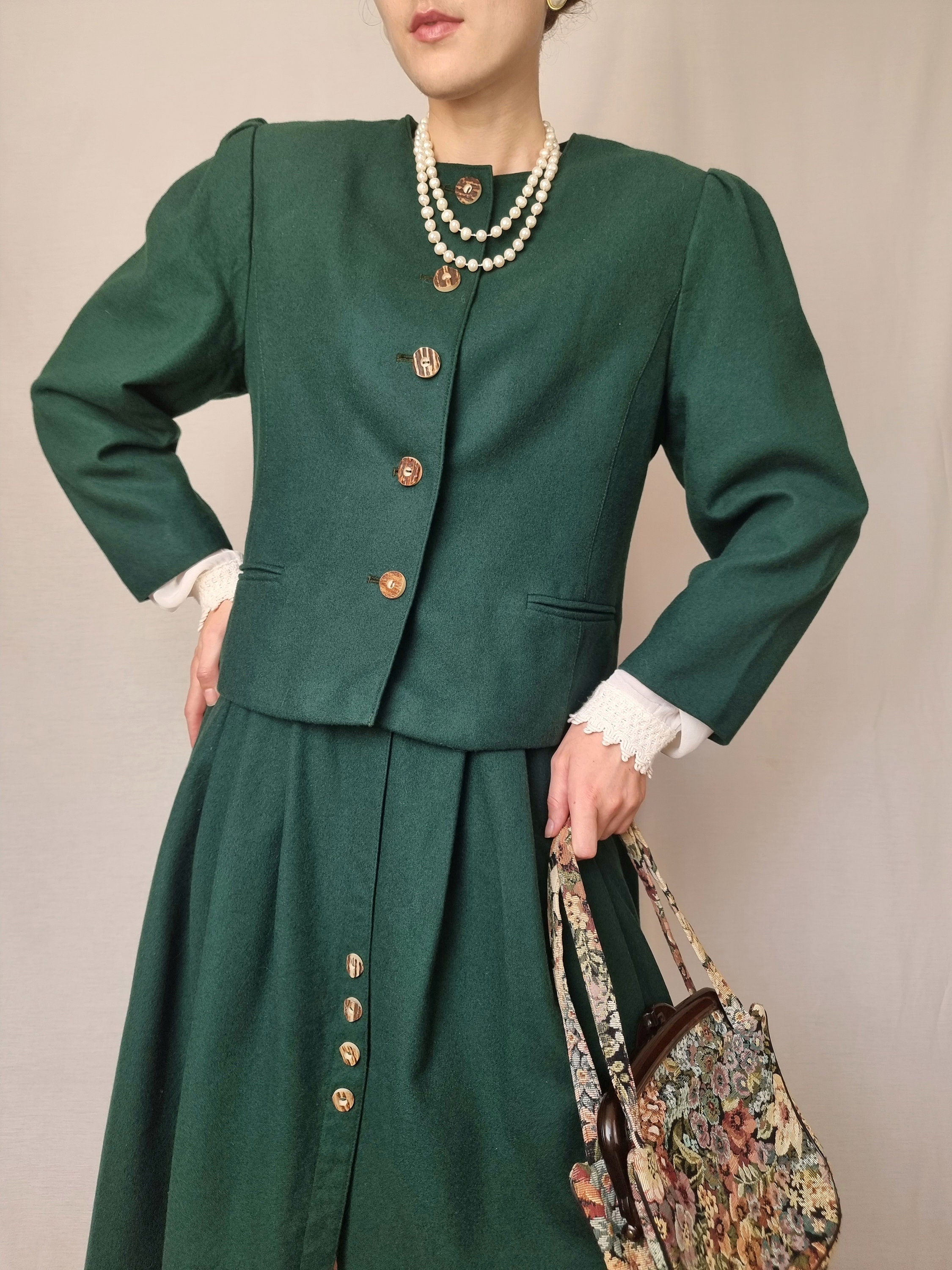 Vintage Suit Emerald Green Wool/austrian Suit Emerald Green/sunflower ...