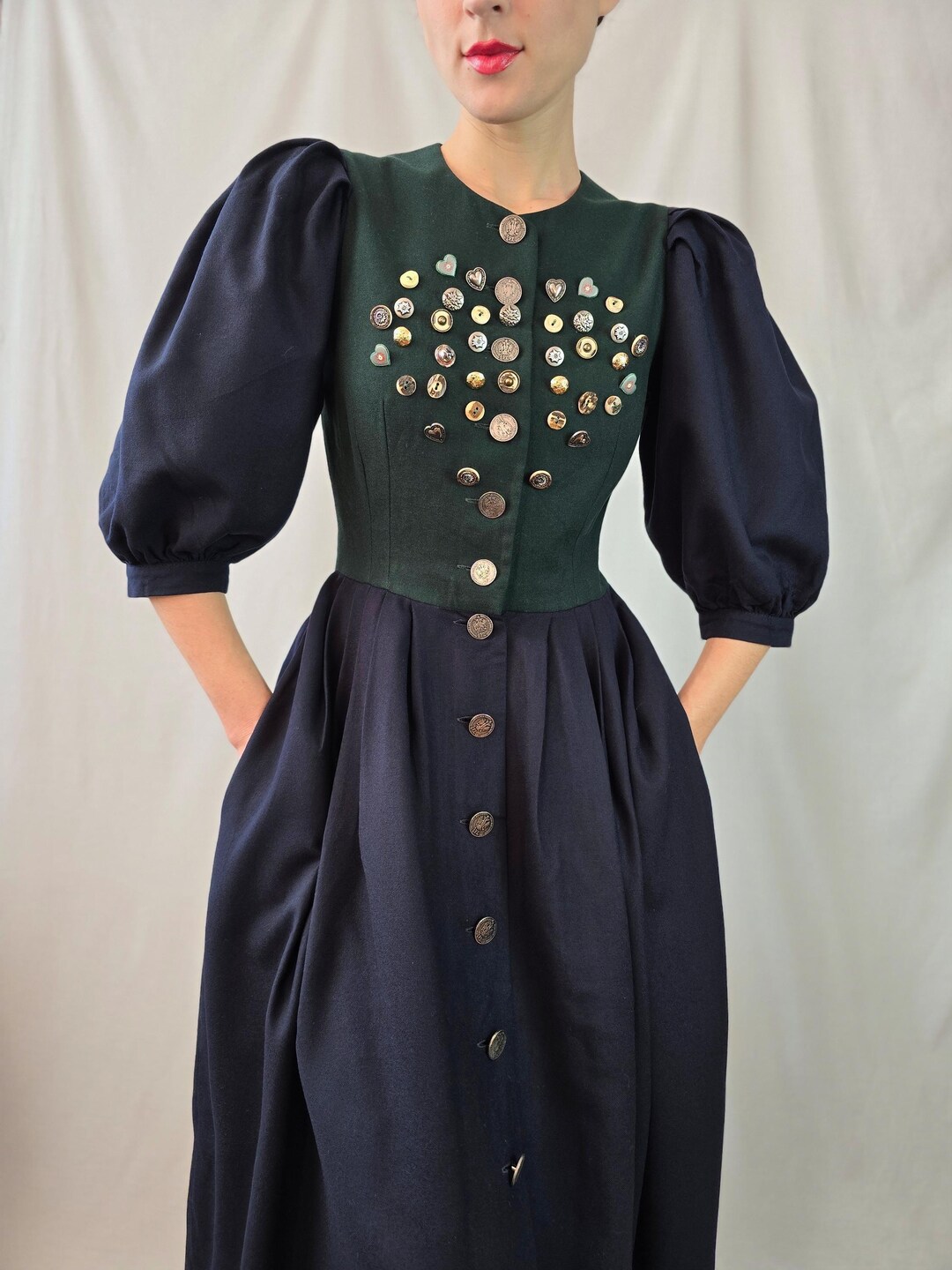 Traditional Austrian Dress Puffy Sleeves Wool Victorian Dress Cottage ...