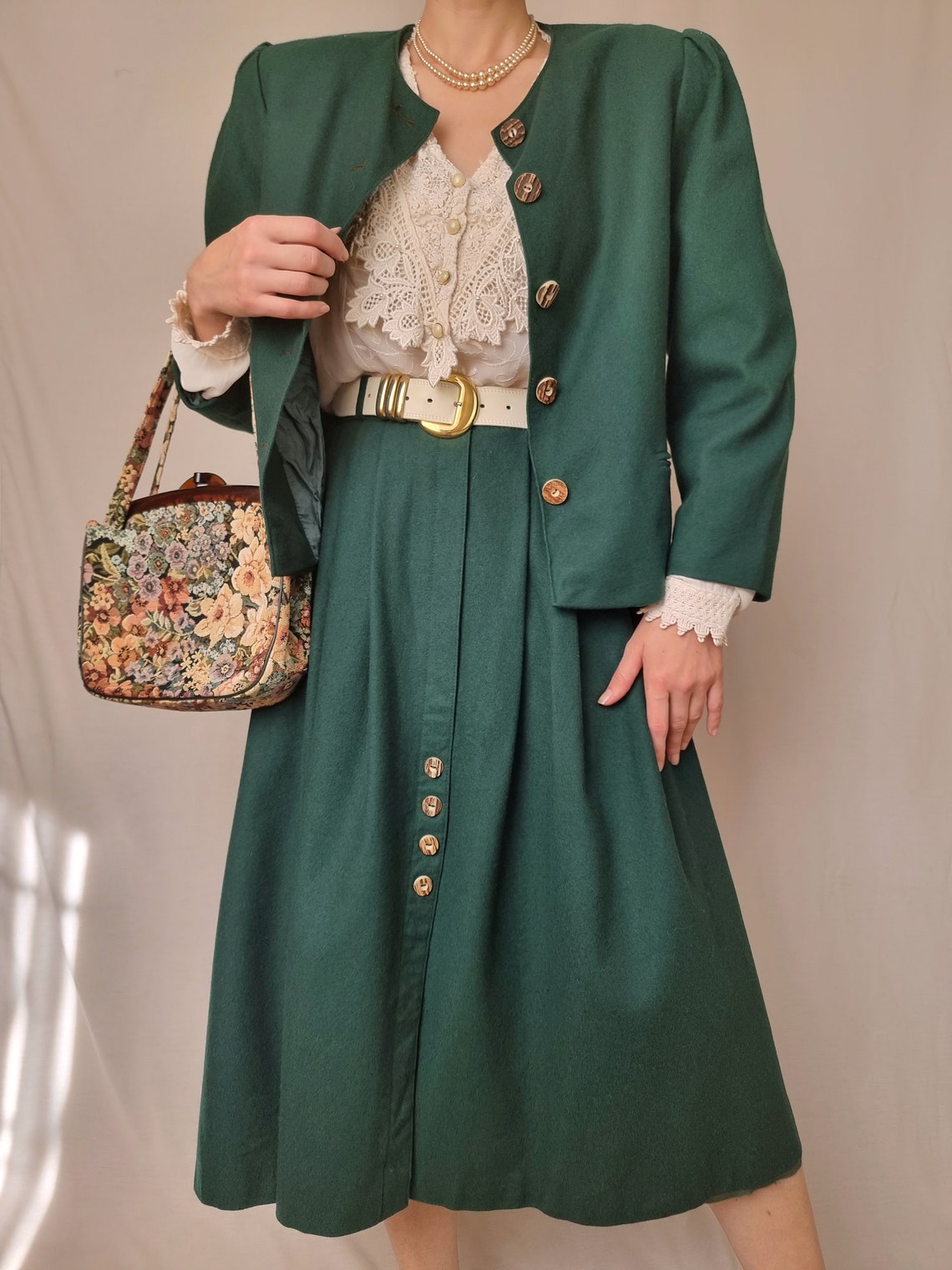 Vintage Suit Emerald Green Wool/austrian Suit Emerald Green/sunflower ...