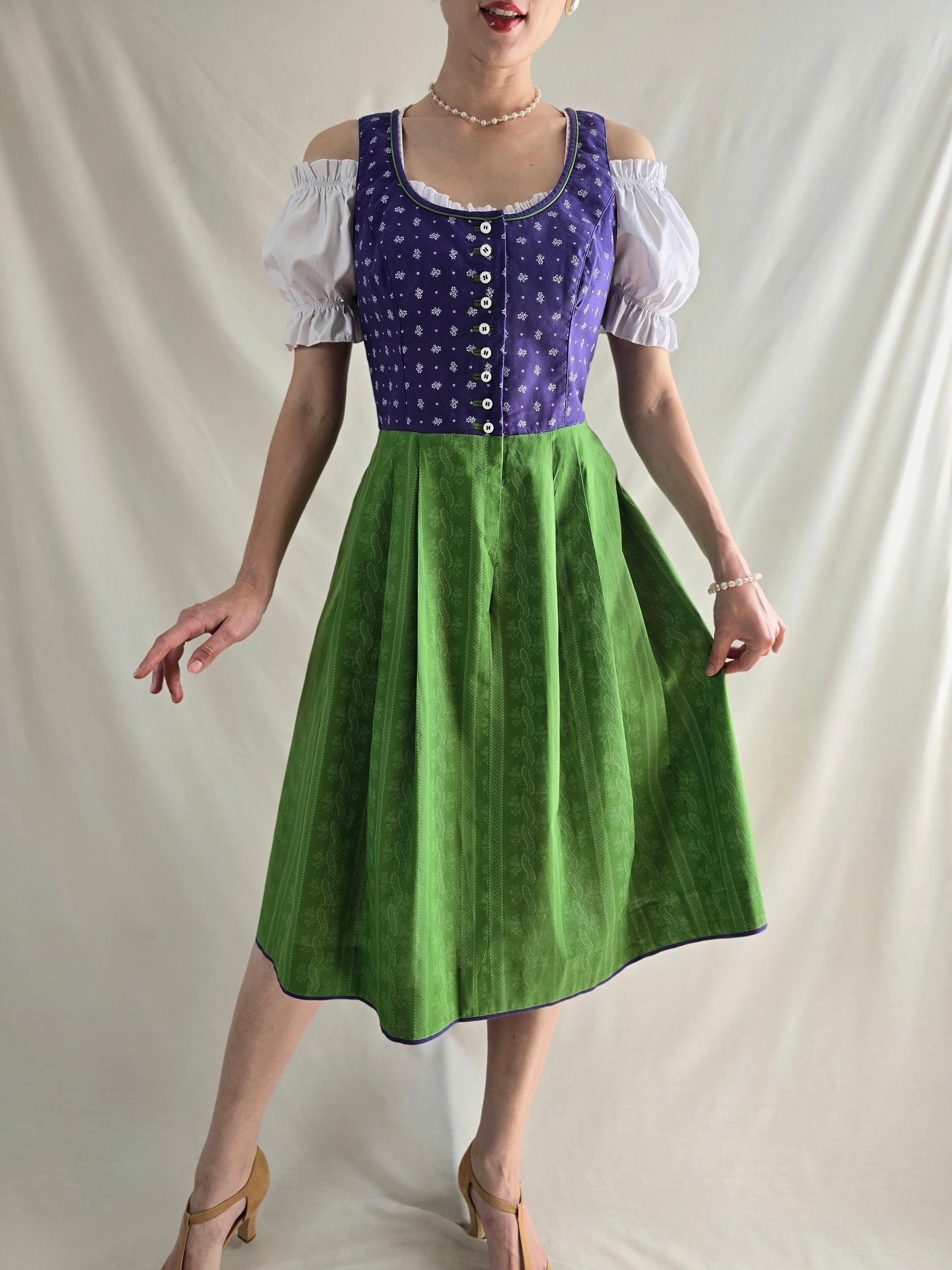 Vintage Dirndl Dress Purple Octoberfest Tracht Dress Bavarian Dress ...