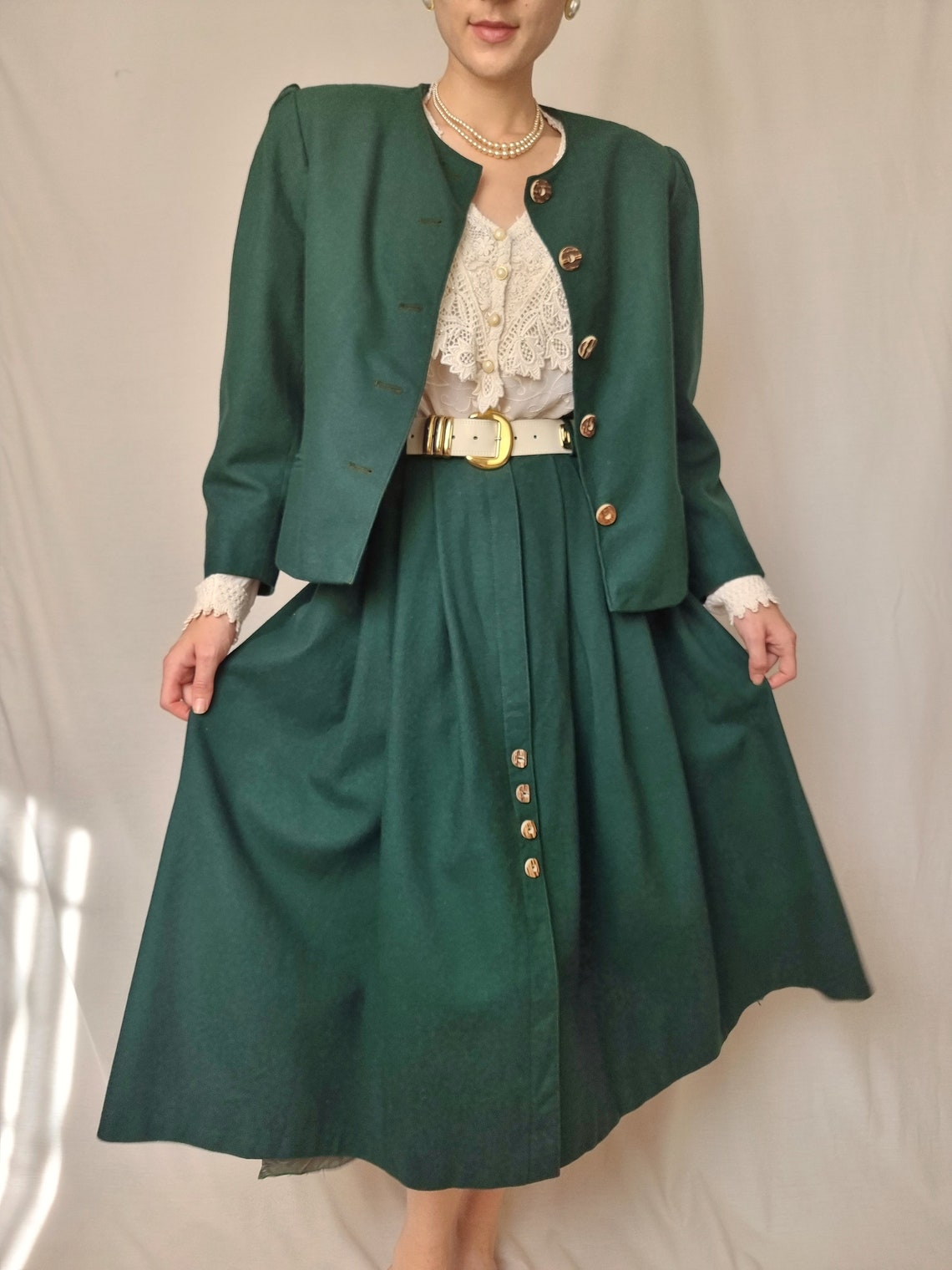 Vintage Suit Emerald Green Wool/austrian Suit Emerald Green/sunflower ...
