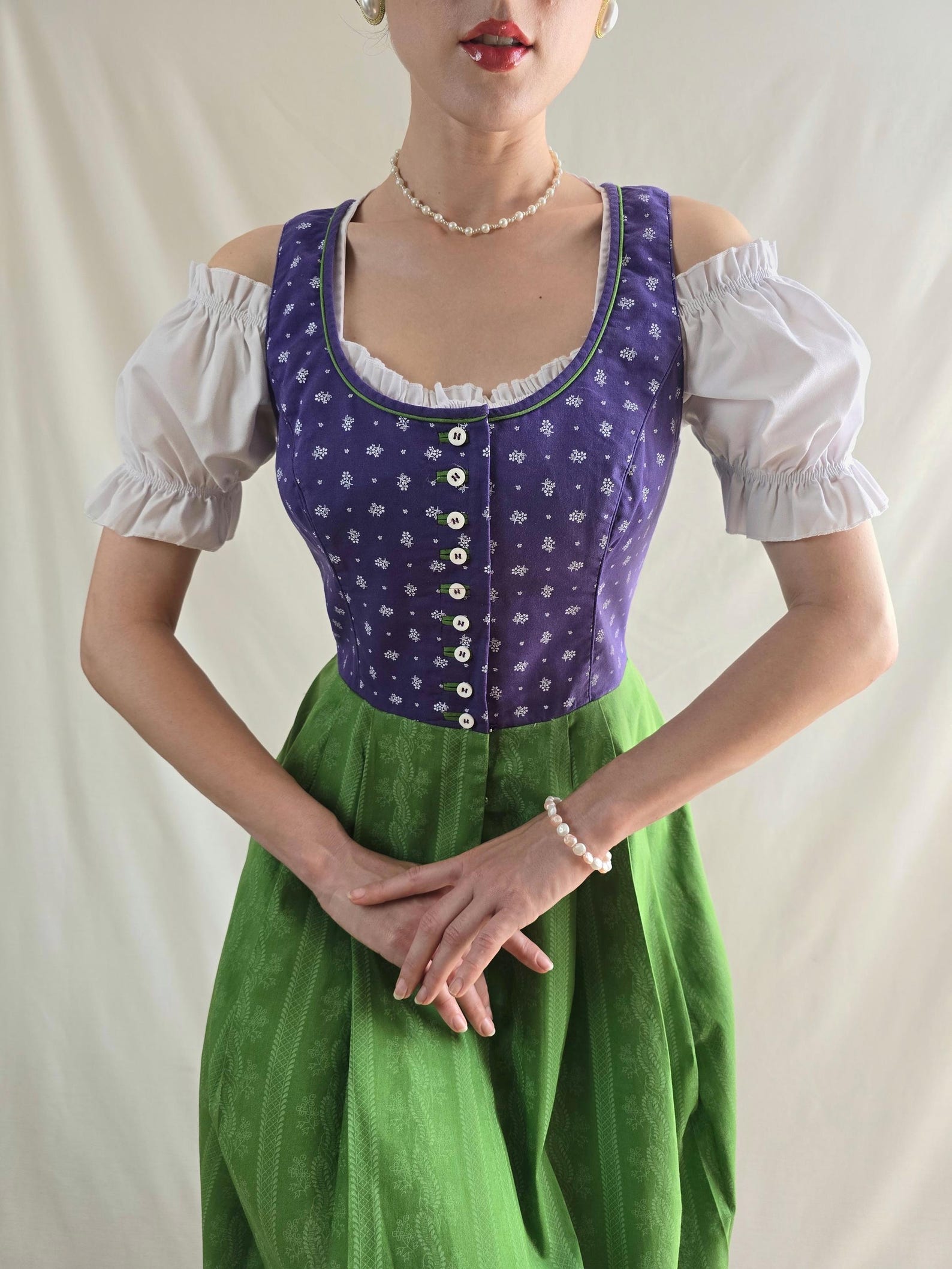 Vintage Dirndl Dress Purple Octoberfest Tracht Dress Bavarian Dress ...