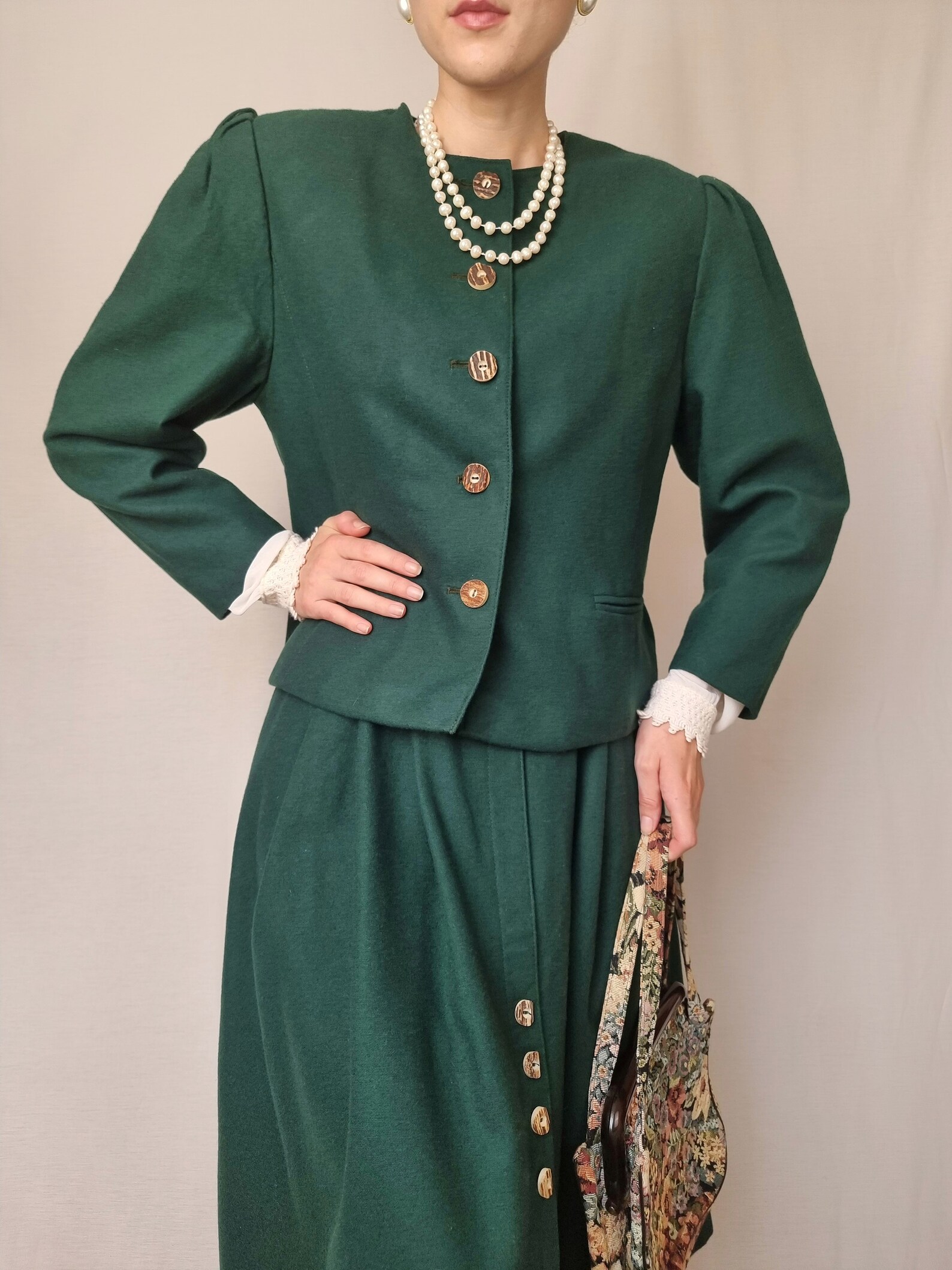 Vintage Suit Emerald Green Wool/austrian Suit Emerald Green/sunflower ...