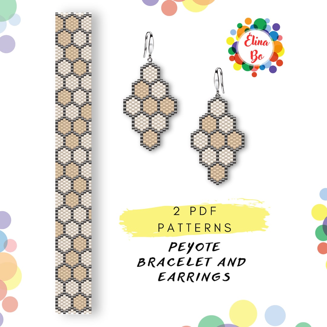 Honeycomb Bead Set Peyote Patterns for Bracelet and Earrings - Geometry ...