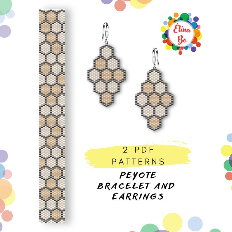 Honeycomb Bead Set Peyote Patterns for Bracelet and Earrings - Geometry ...