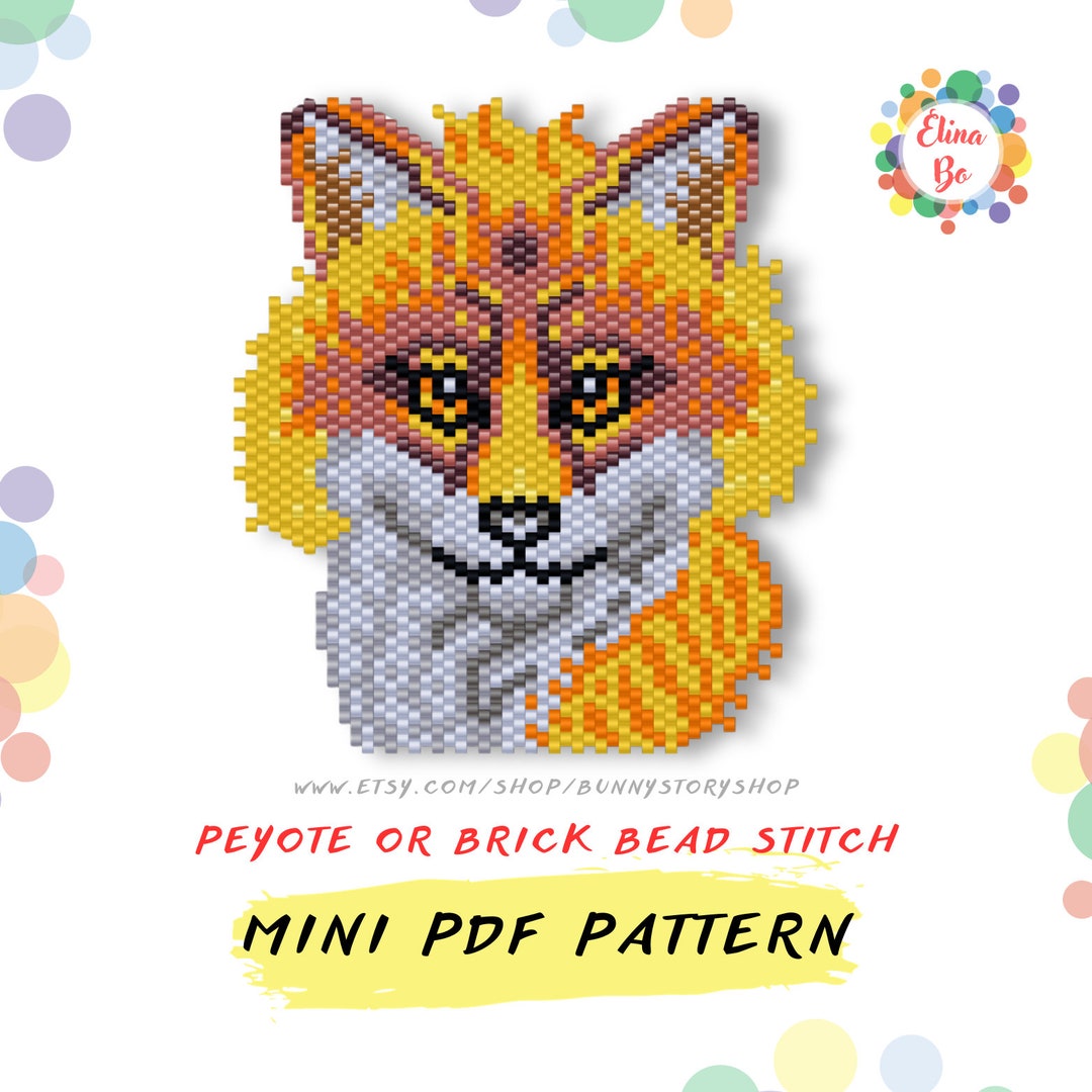 Red Fox Forest Animal Mini Bead Pattern for Earrings or Brooch Pin ...