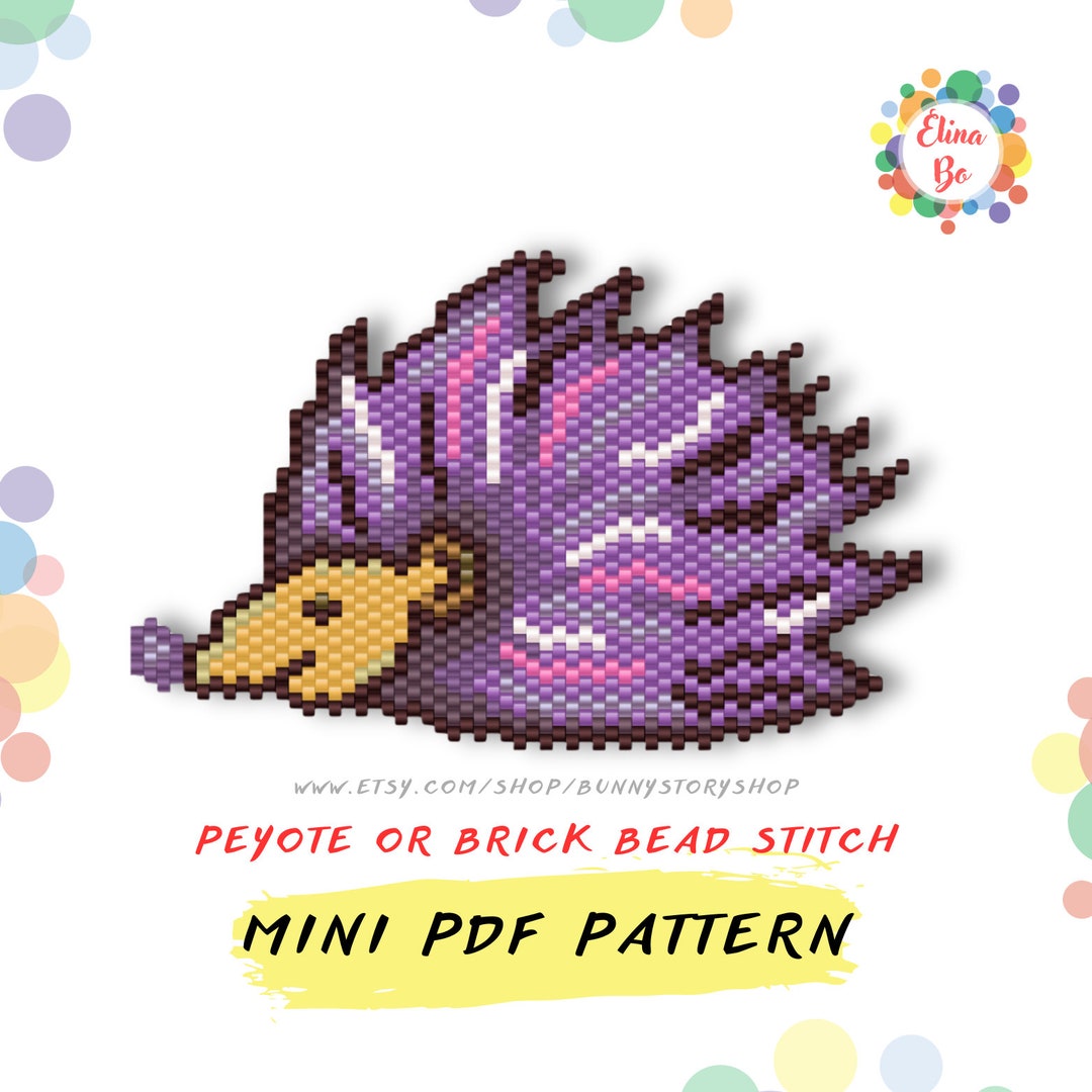 Hedgehog Bead Pattern for Earrings or Brooch Pin, Miyuki Seed Beads 11/ ...