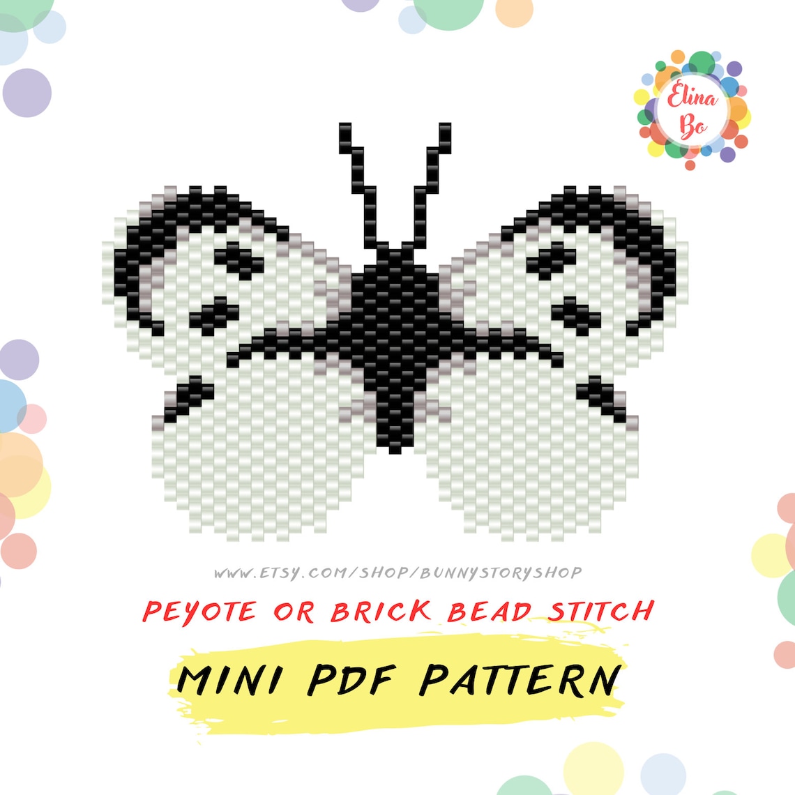 Peyote Stitch Pattern for Beading Butterfly for Earrings or Brooch Pin ...