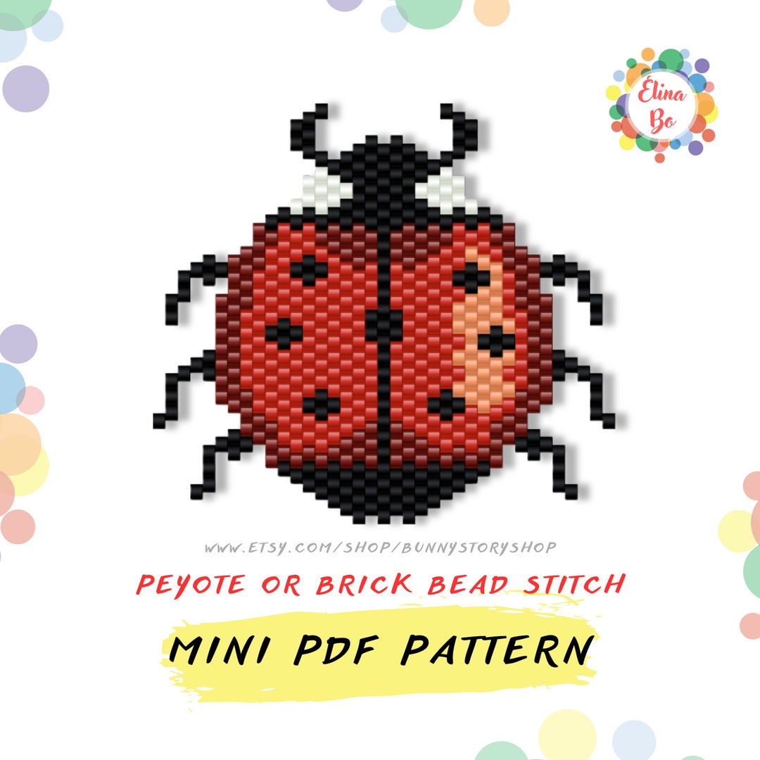 Ladybug Bug Bead Pattern for Earrings or Brooch Pin, Miyuki Seed Beads ...